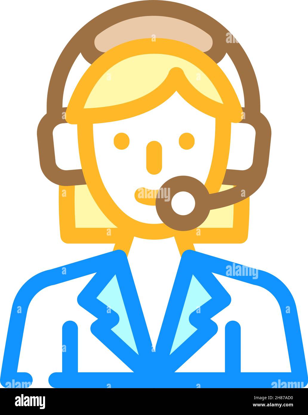 call center worker color icon vector illustration Stock Vector Image ...