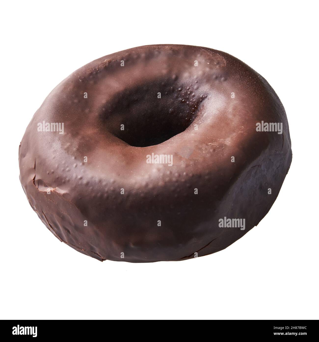 Single delicious chocolate doughnut isolated on a white background ...