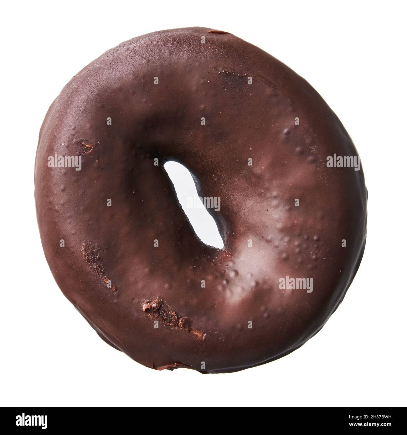 Single delicious chocolate doughnut isolated on a white background ...