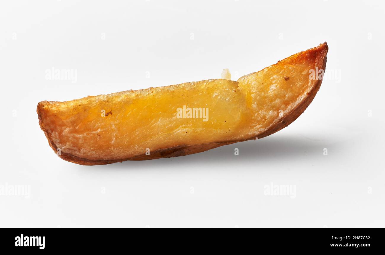 Single slice of baked potato isolated on a white background Stock Photo ...