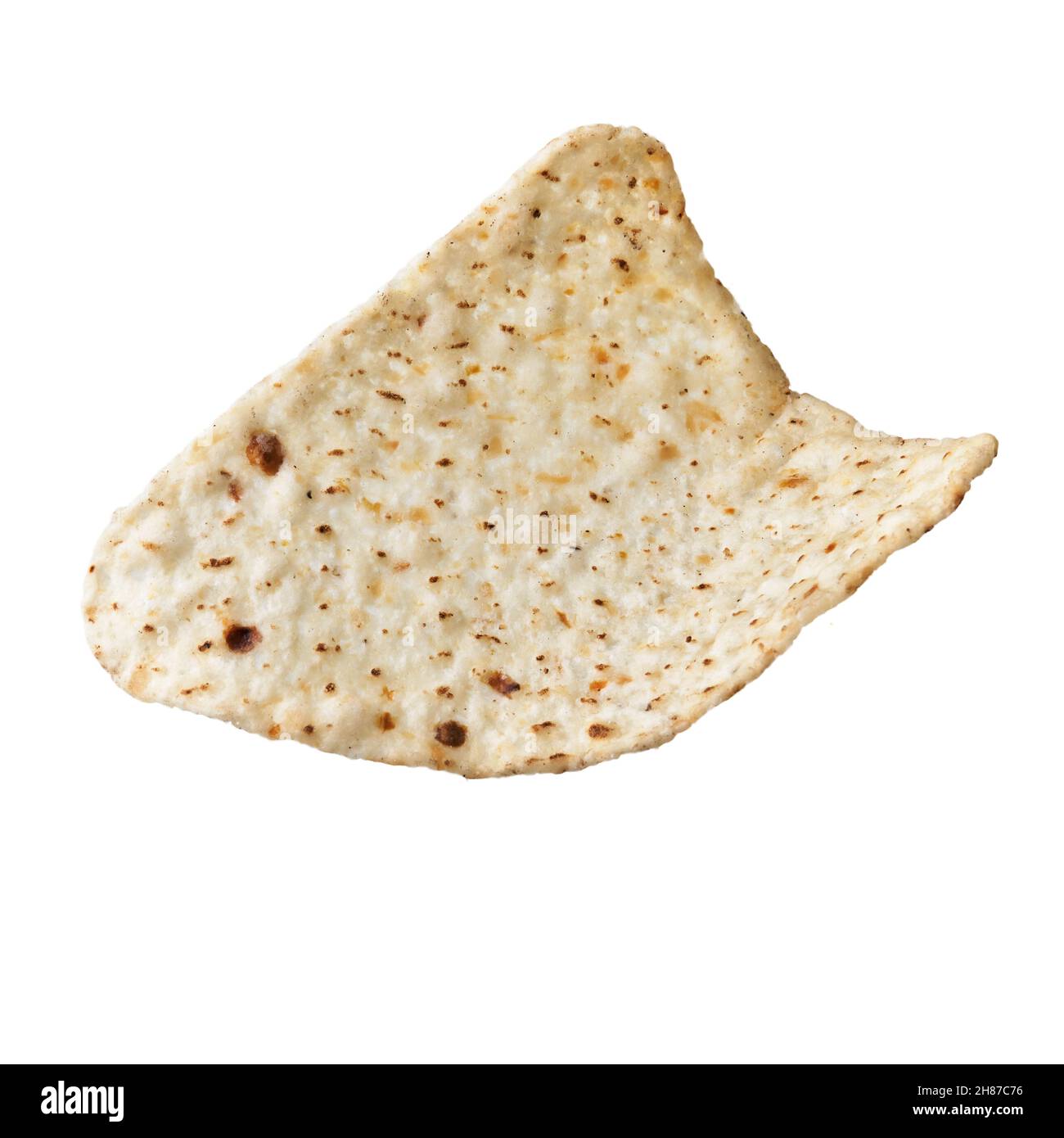 Single mexican nacho chip isolated on a white background Stock Photo ...