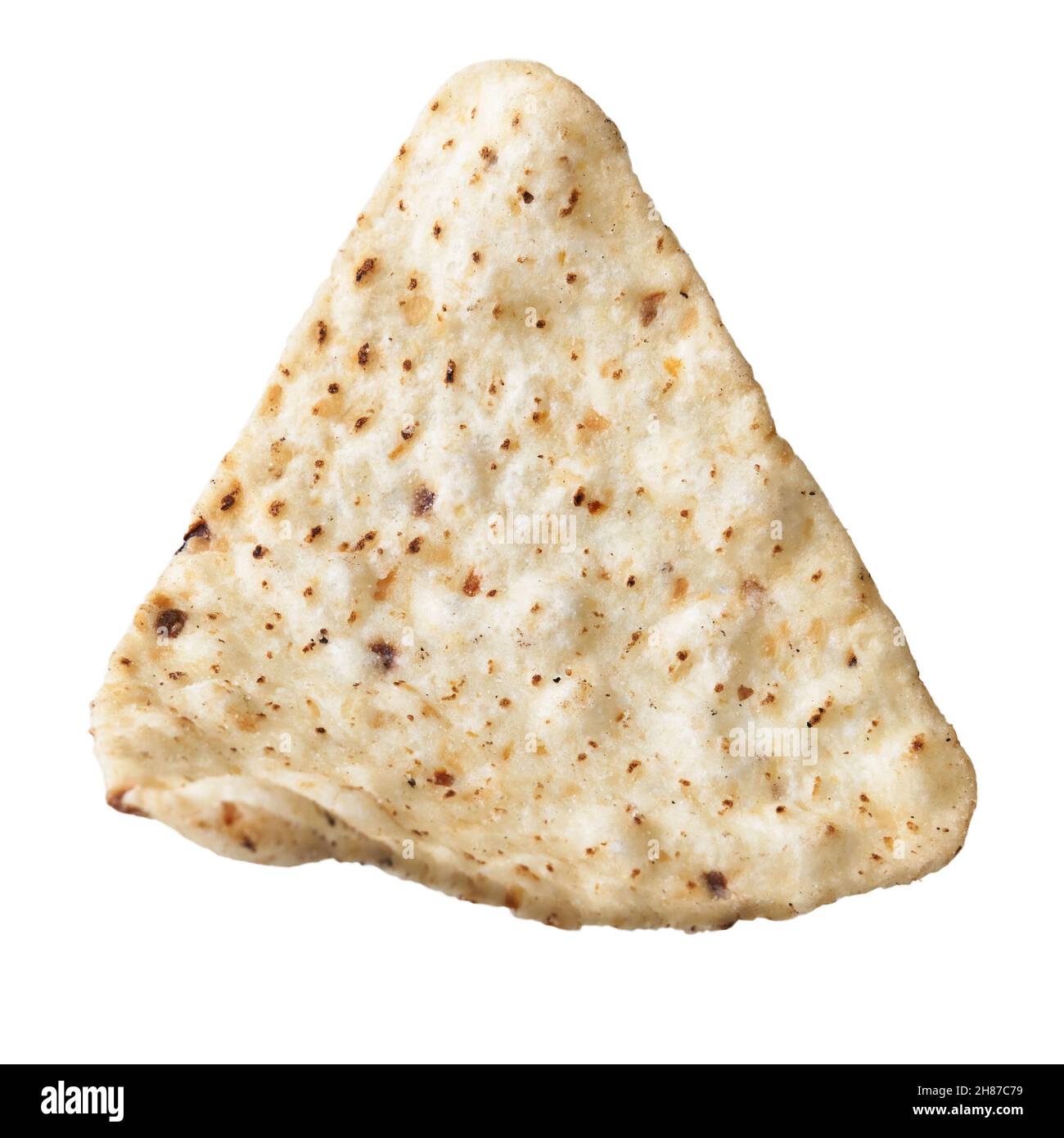 Single mexican nacho chip isolated on a white background Stock Photo ...
