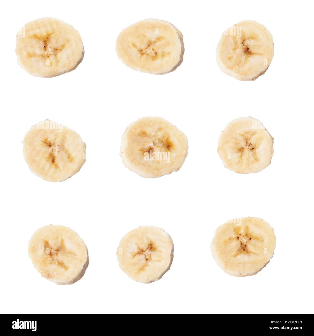 Collage of slices of banana isolated on a white background Stock Photo ...