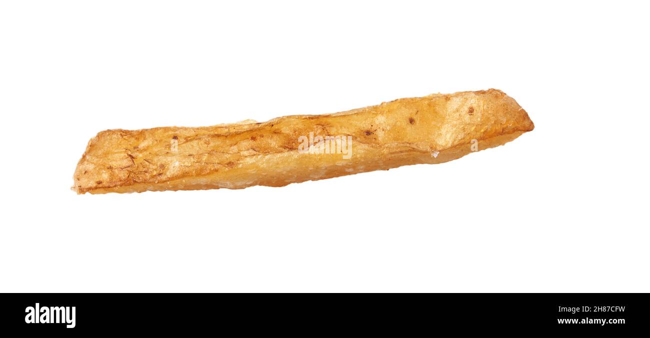 Single french fried potatoes isolated on a white background Stock Photo ...