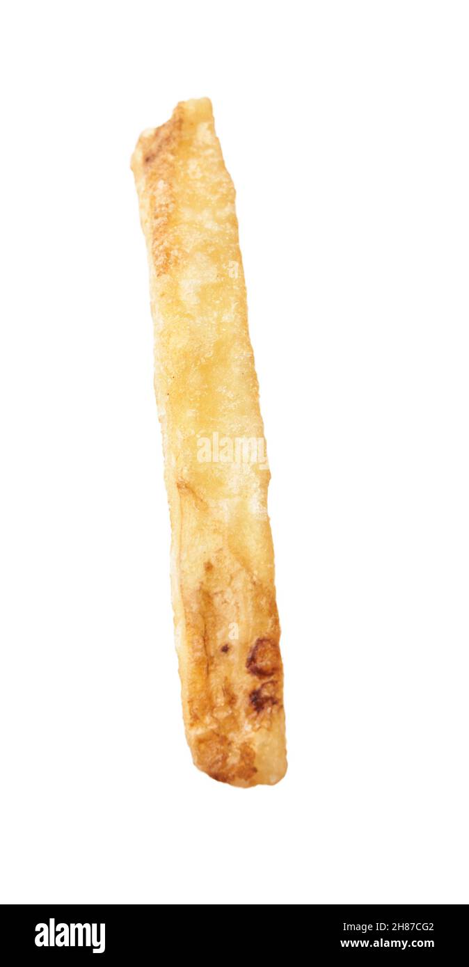 Single french fried potatoes isolated on a white background Stock Photo ...