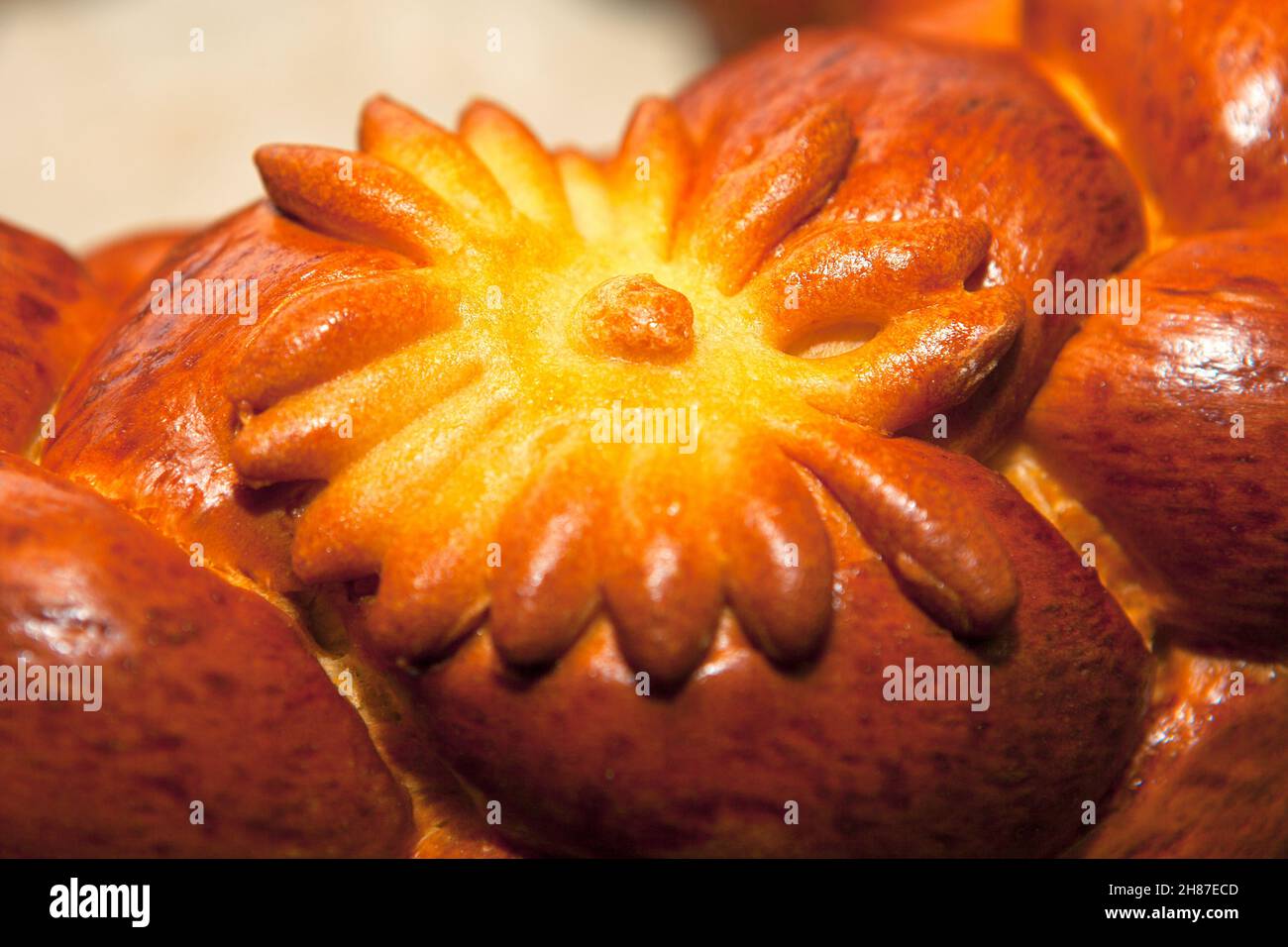Bread flower . Bakery product with ornate Stock Photo - Alamy