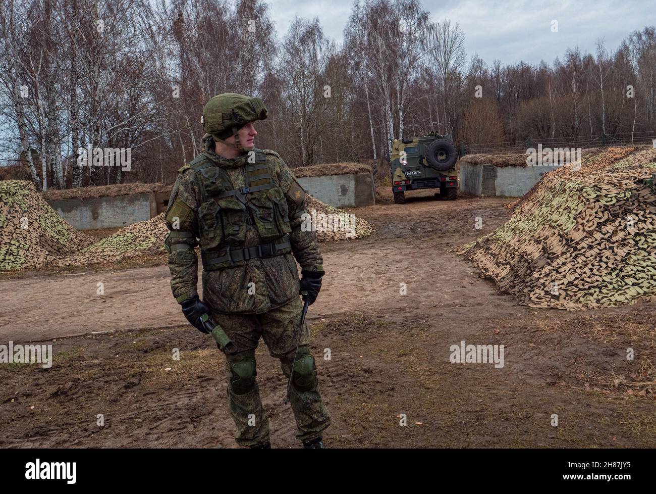 Kazan, Russia. 08 November 2021. A Russian army soldier standing at a ...