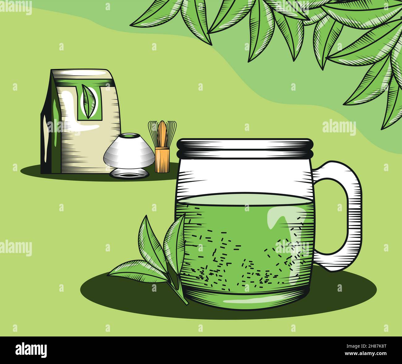 organic green matcha tea Stock Vector Image & Art - Alamy