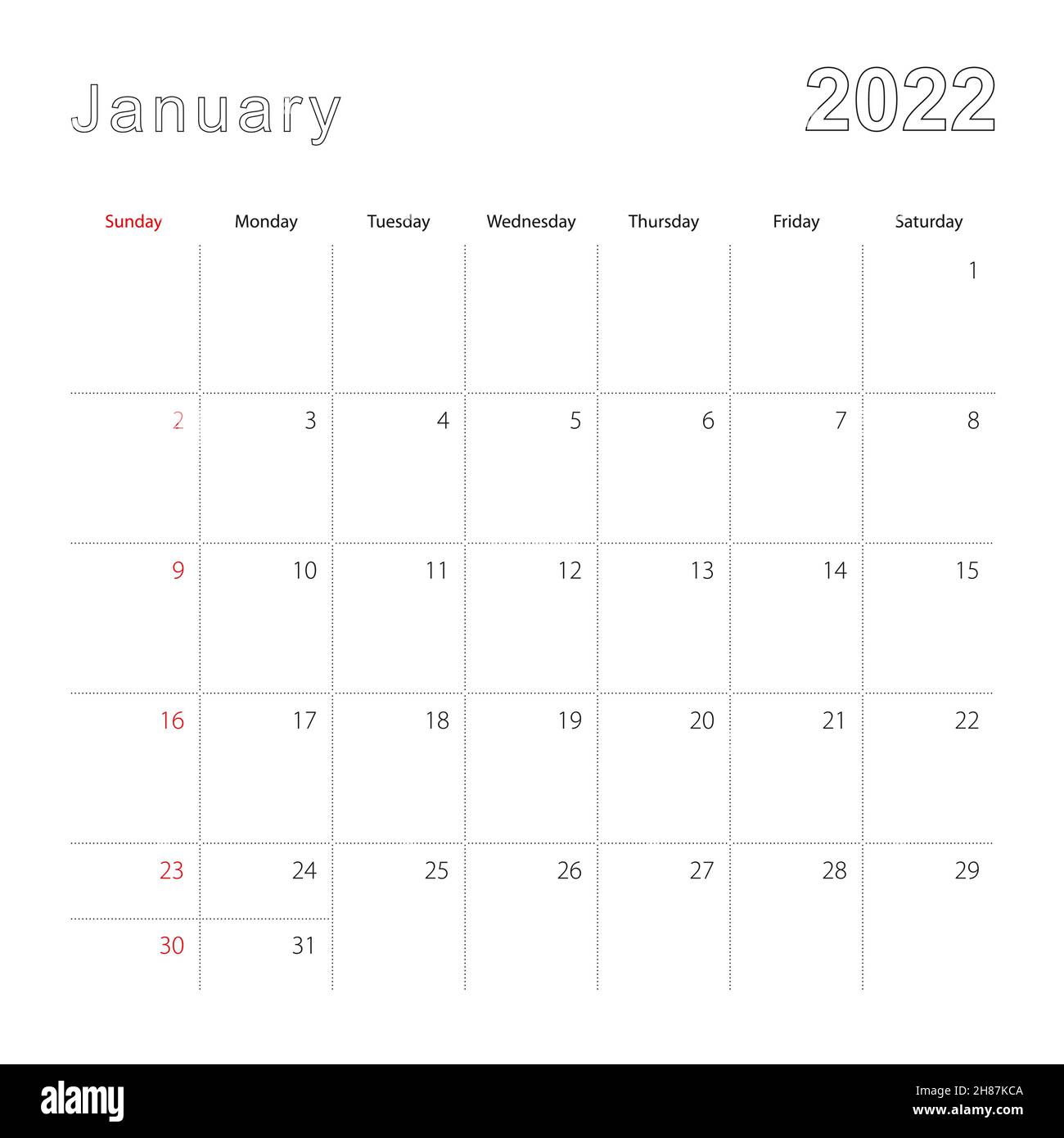 January 2022 Calendar Printable