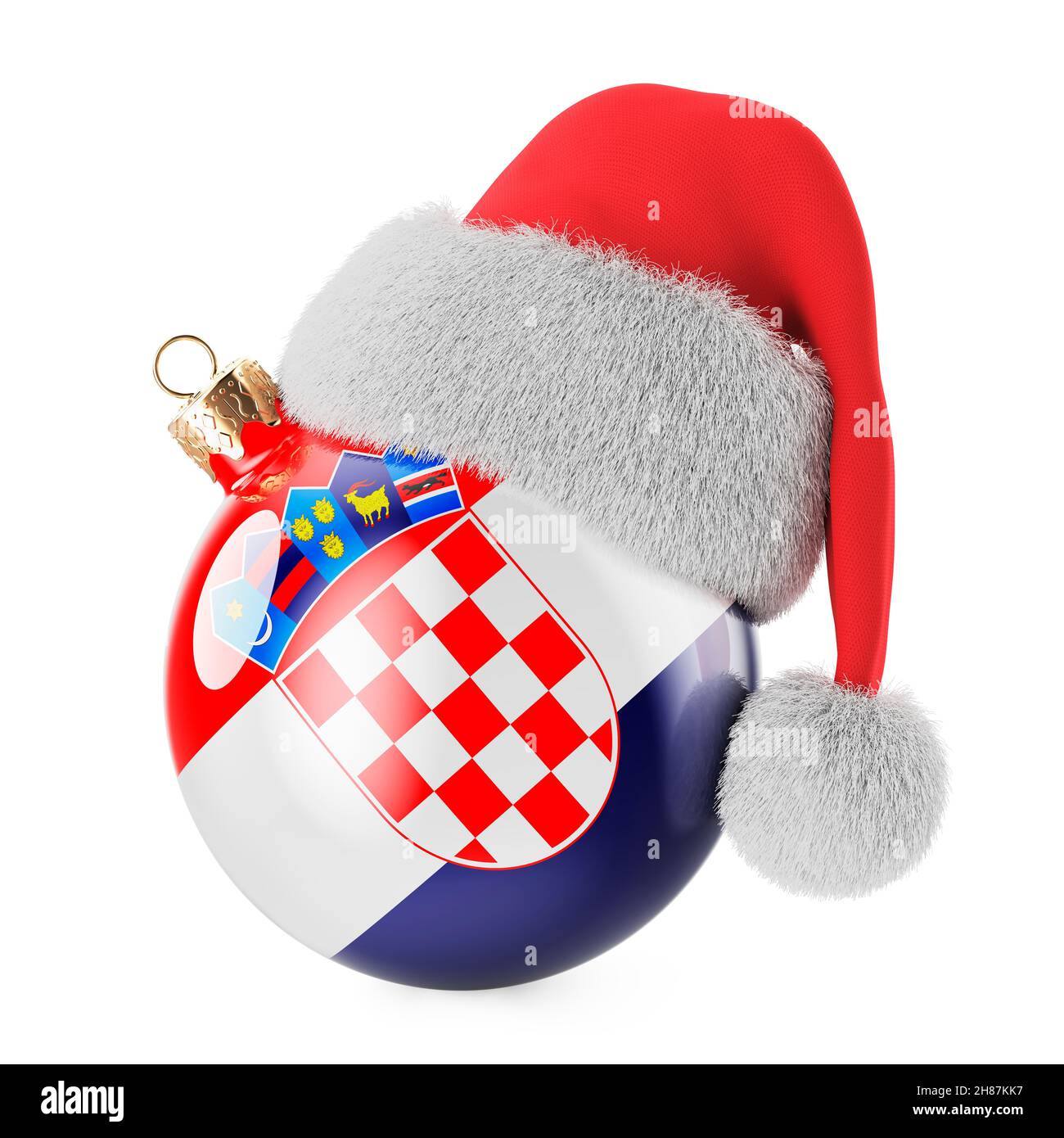 Christmas ball with Croatian flag and Santa Claus hat. Christmas and ...