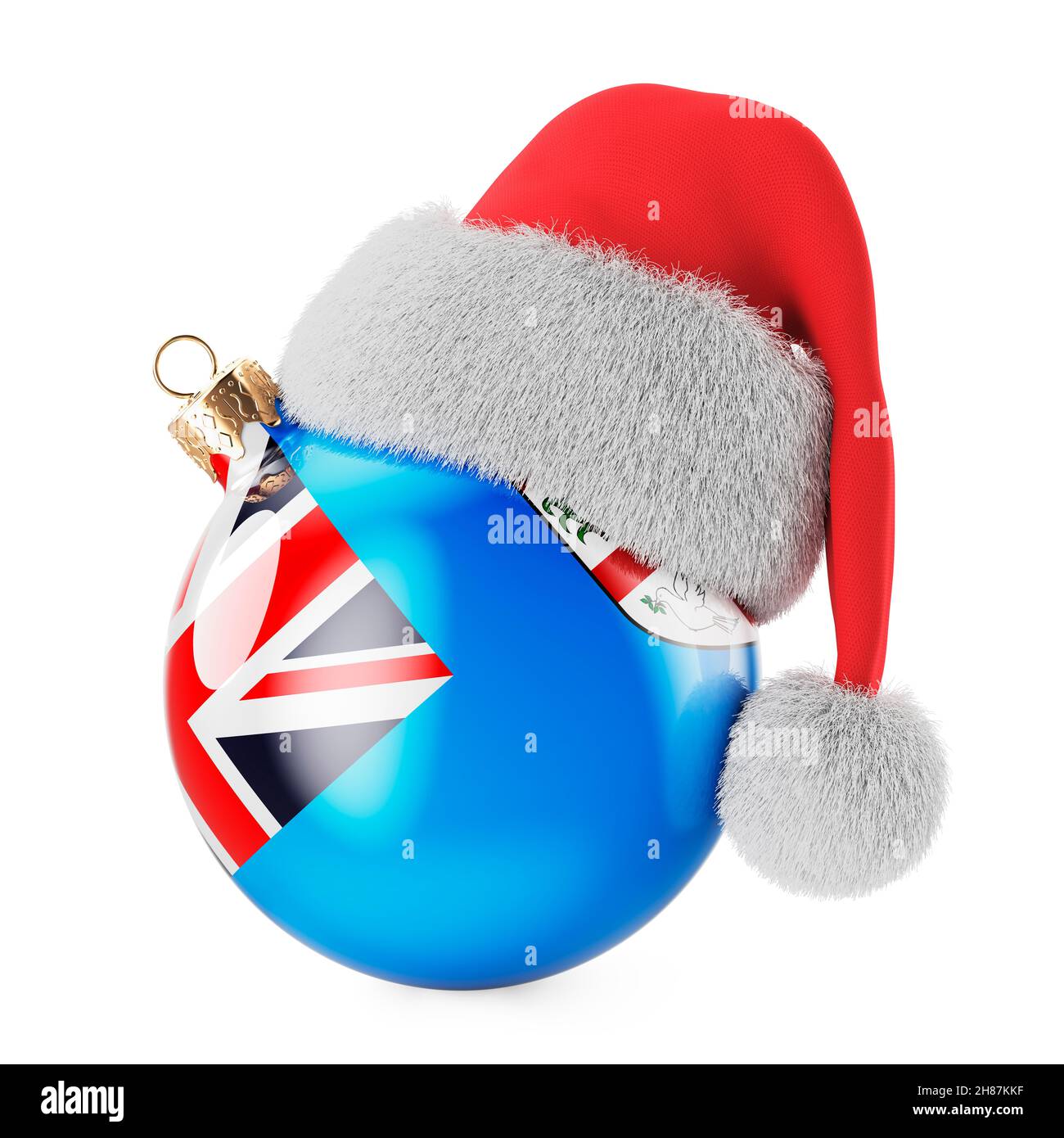 Christmas ball with Fijian flag and Santa Claus hat. Christmas and New ...