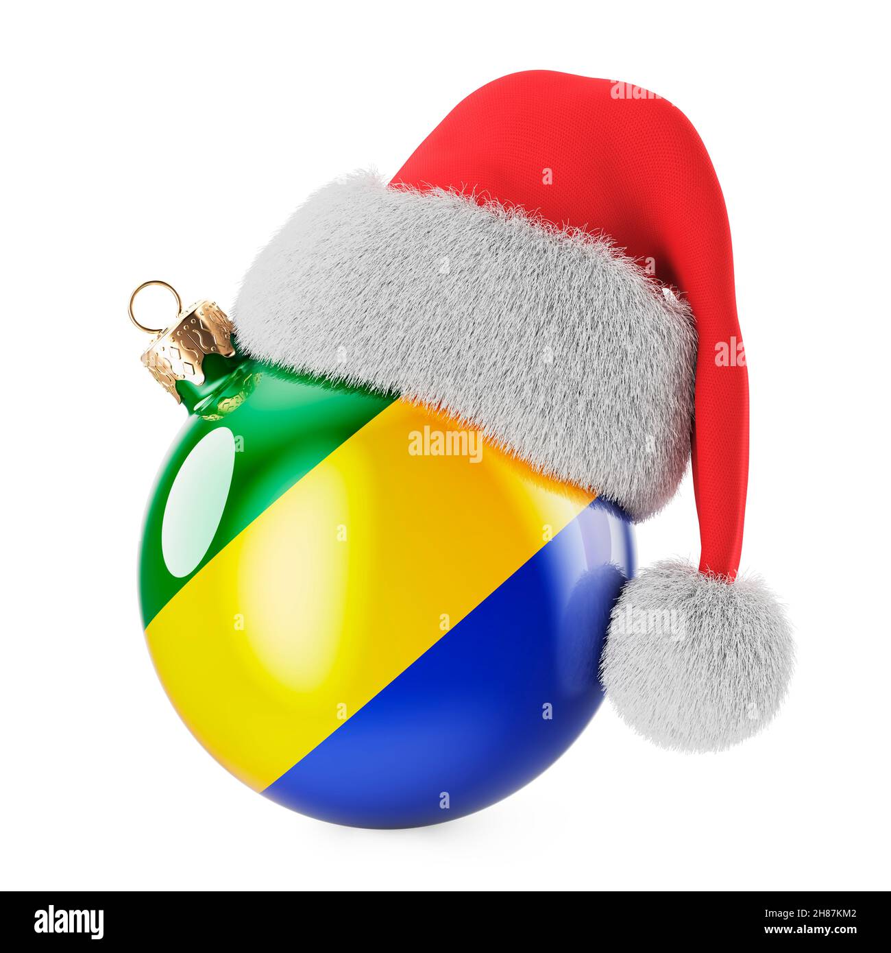 Christmas ball with Gabonese flag and Santa Claus hat. Christmas and ...