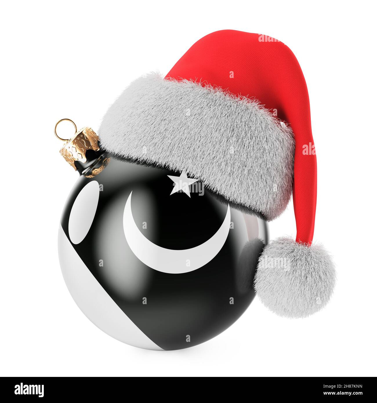 Christmas ball with Pakistani flag and Santa Claus hat. Christmas and ...