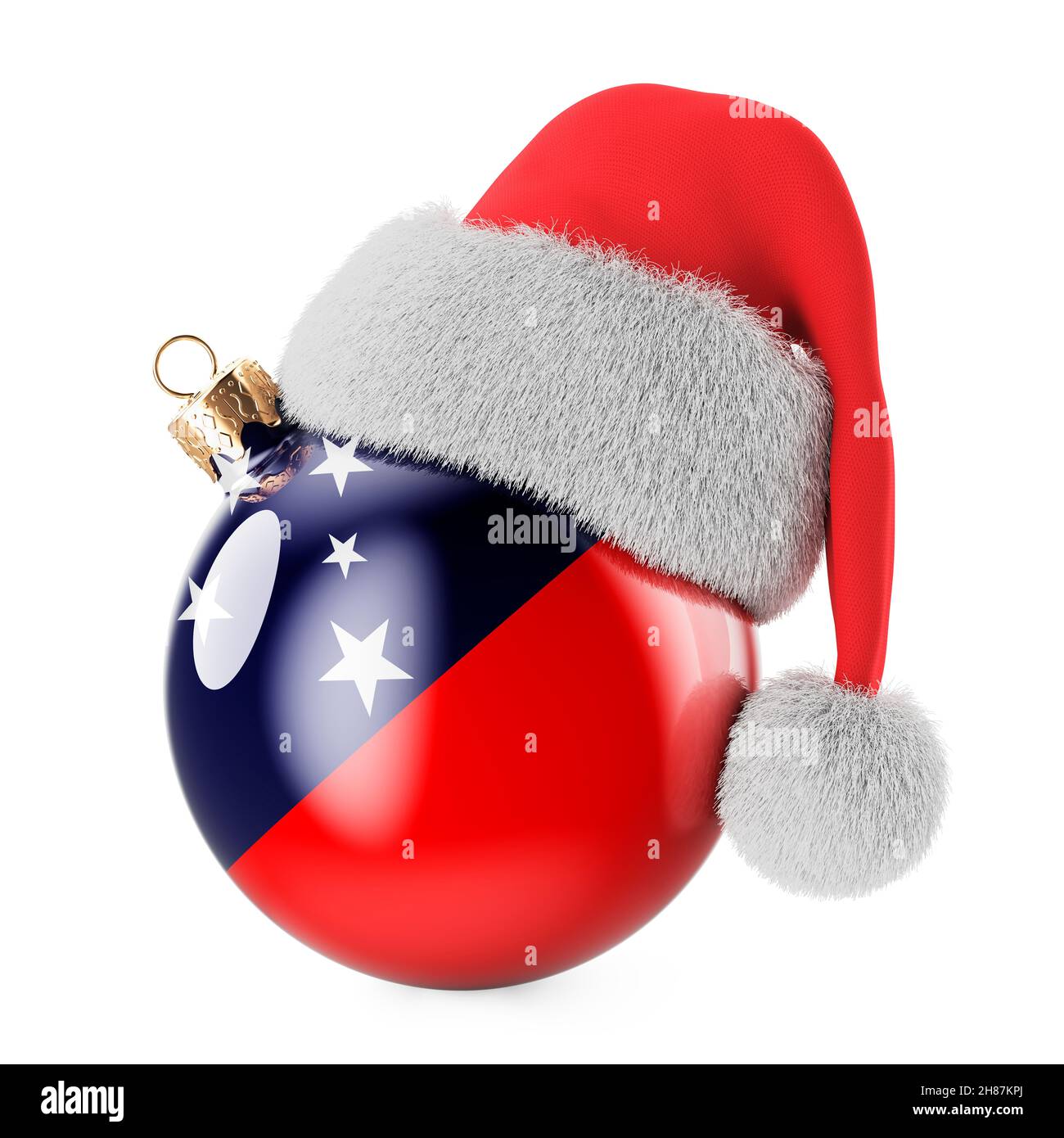 Christmas ball with Samoan flag and Santa Claus hat. Christmas and New ...