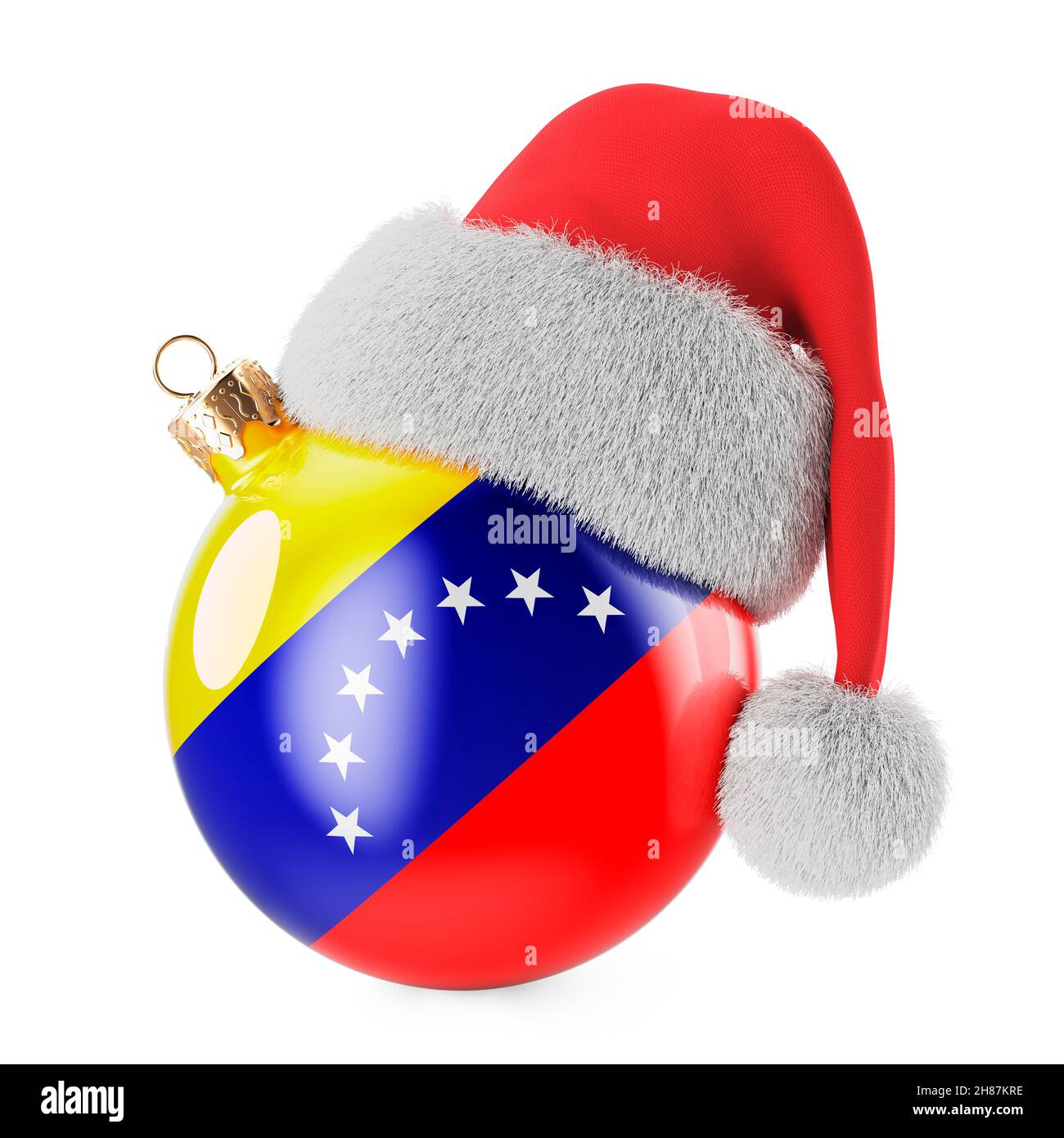 Christmas ball with Venezuelan flag and Santa Claus hat. Christmas and ...