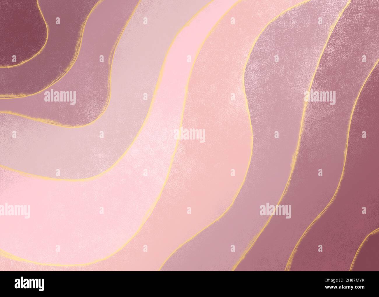 Pink calm beautiful pattern of waves with golden lines. Background for ...