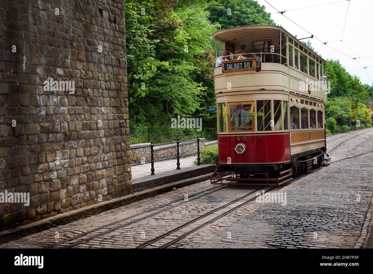 Vintage British Trams at he National Tramway village located at Crich ...