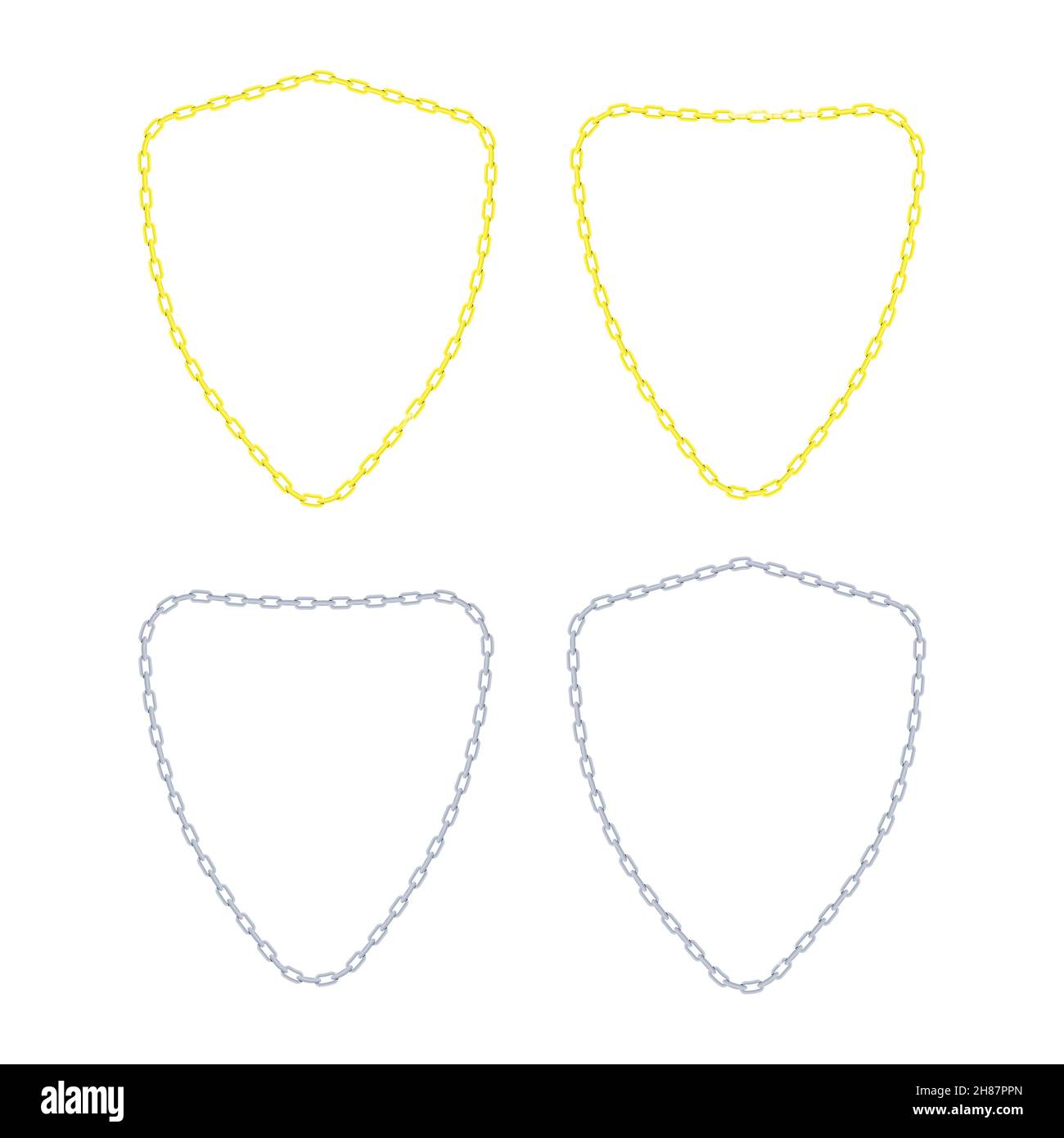 Golden and silver chain border frame. Coat of arms, shield, screen ...