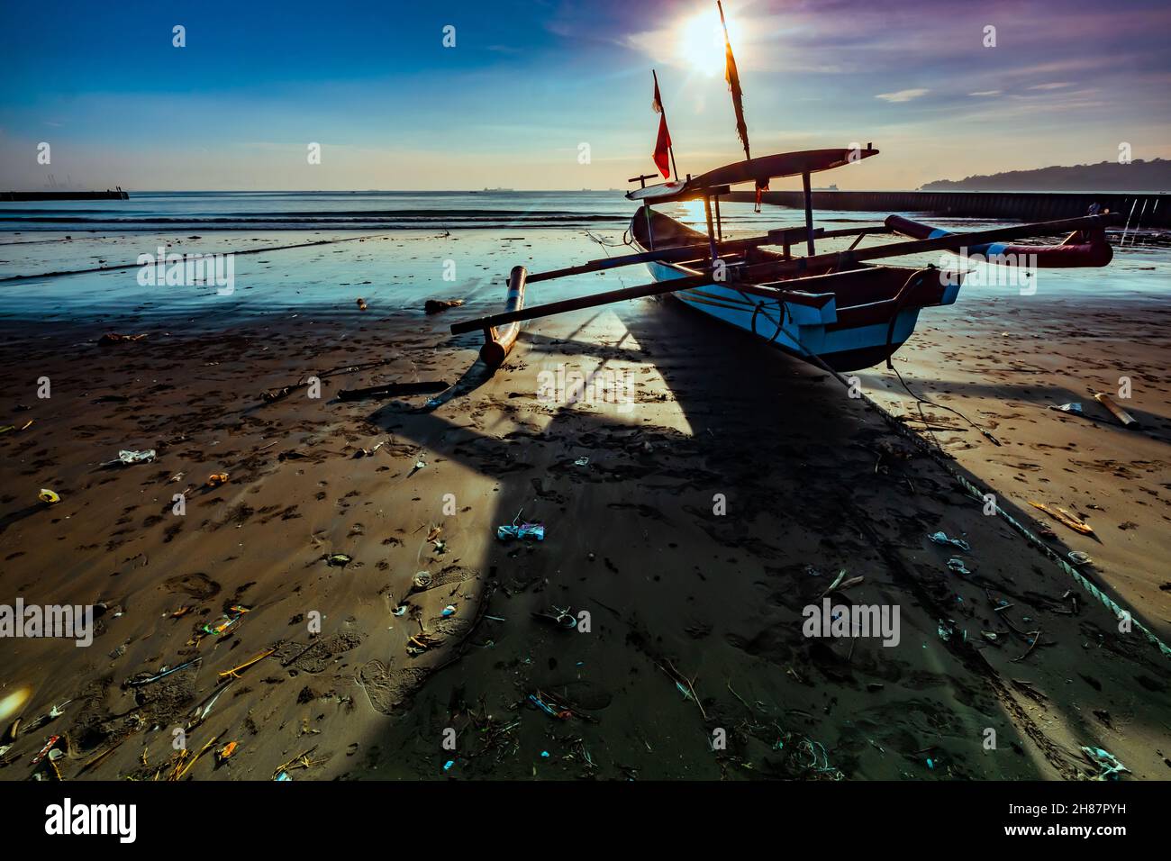 Turtle Bay beach located on the island of Java, Indonesia in the ...