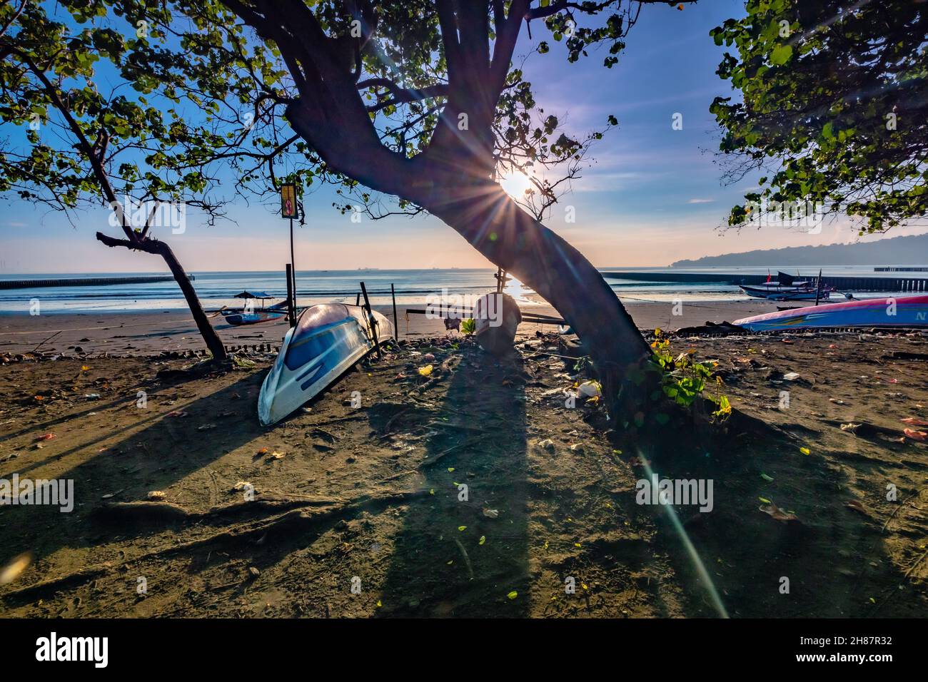 Turtle Bay beach located on the island of Java, Indonesia in the ...