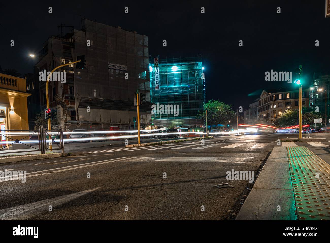 Cool long exposure cars traffic light trails, night view of the city of ...
