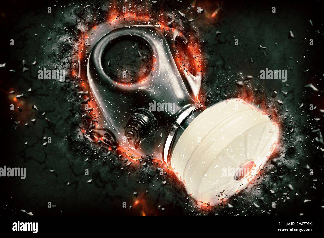 Digitally enhanced Gas Mask elevated side view Stock Photo - Alamy