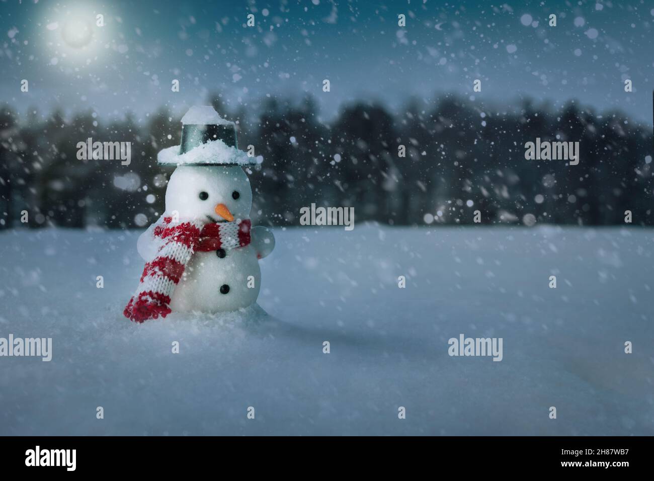 Snowman night winter forest hi-res stock photography and images - Alamy