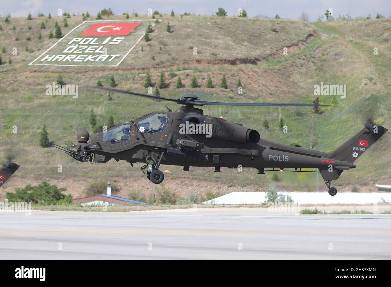 ANKARA, TURKEY - JUNE 26, 2021: Turkish Police Force Atak T-129 ...