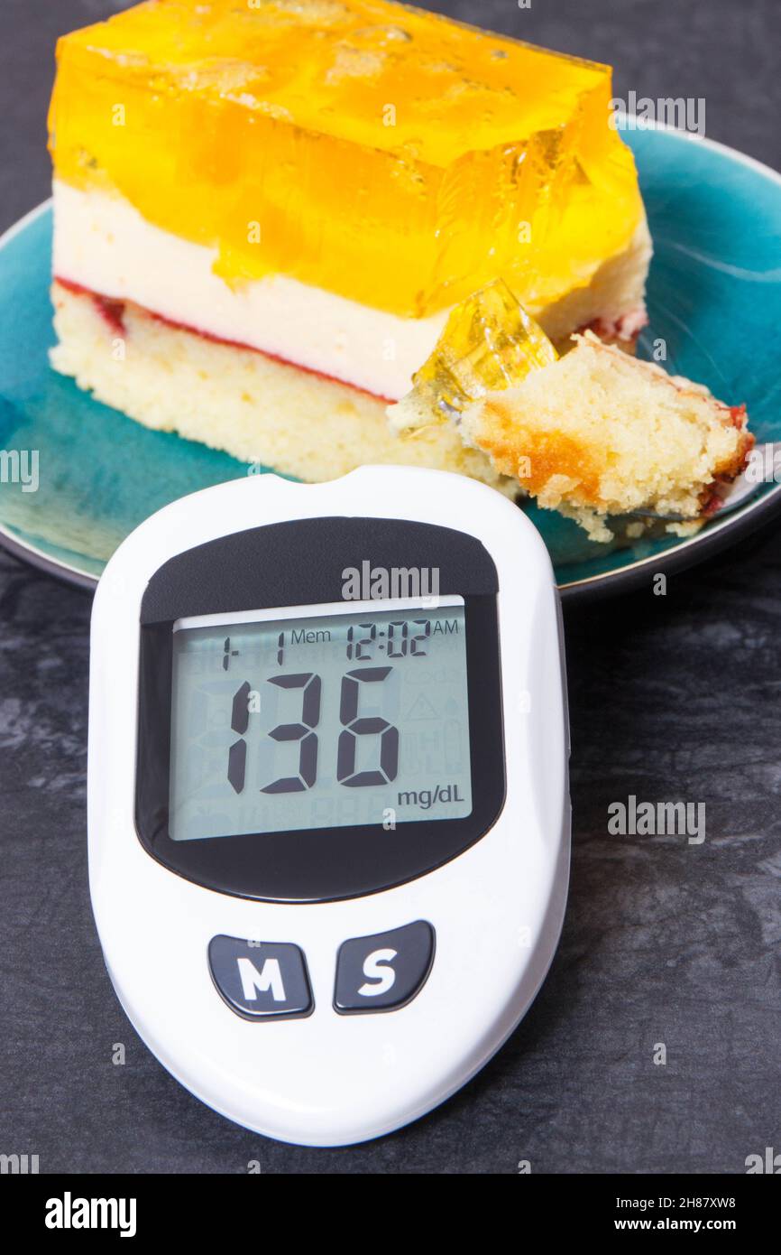 Glucose meter for checking and measuring sugar level and creamy sweet ...