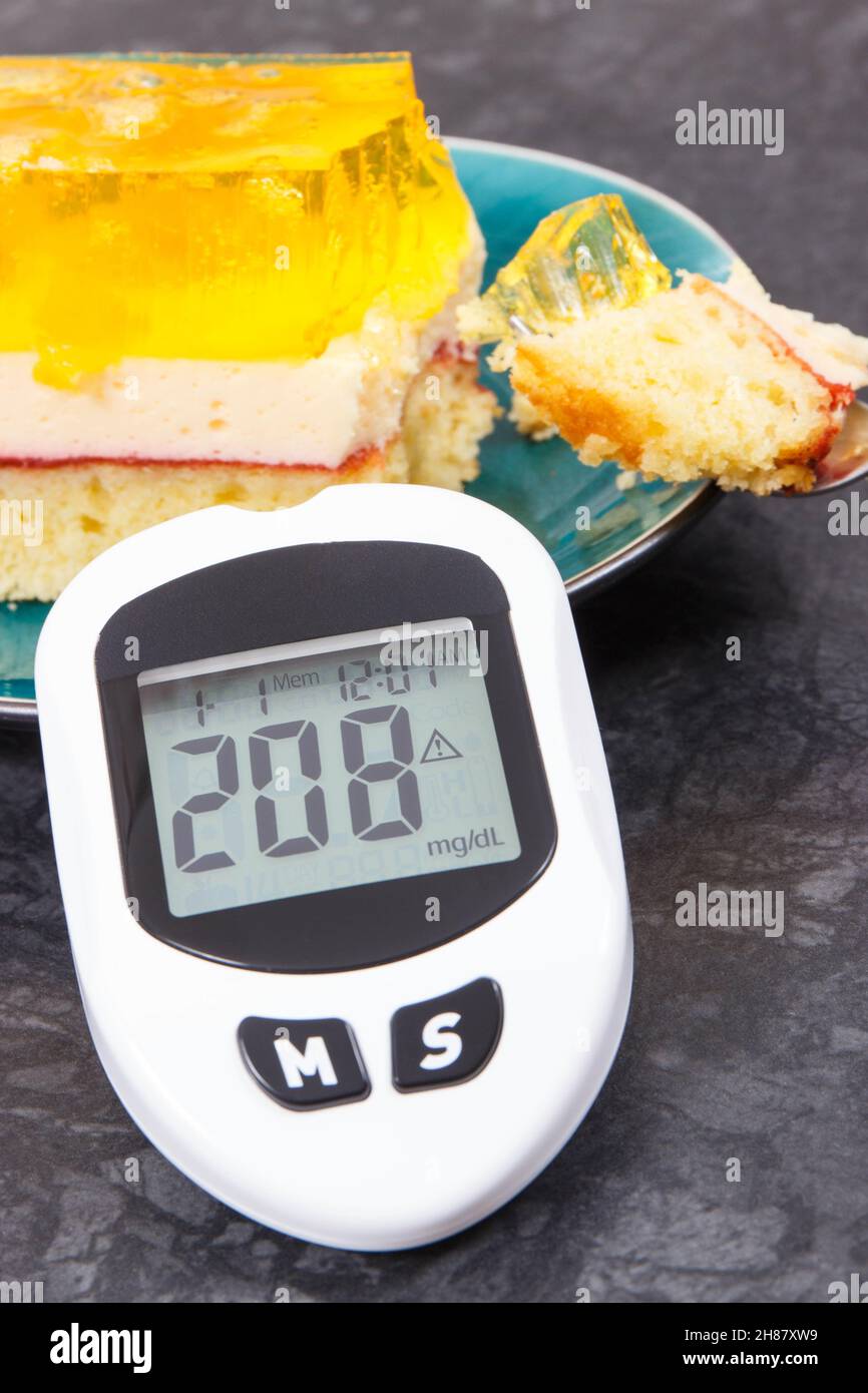 Glucose meter for checking and measuring sugar level and creamy sweet ...