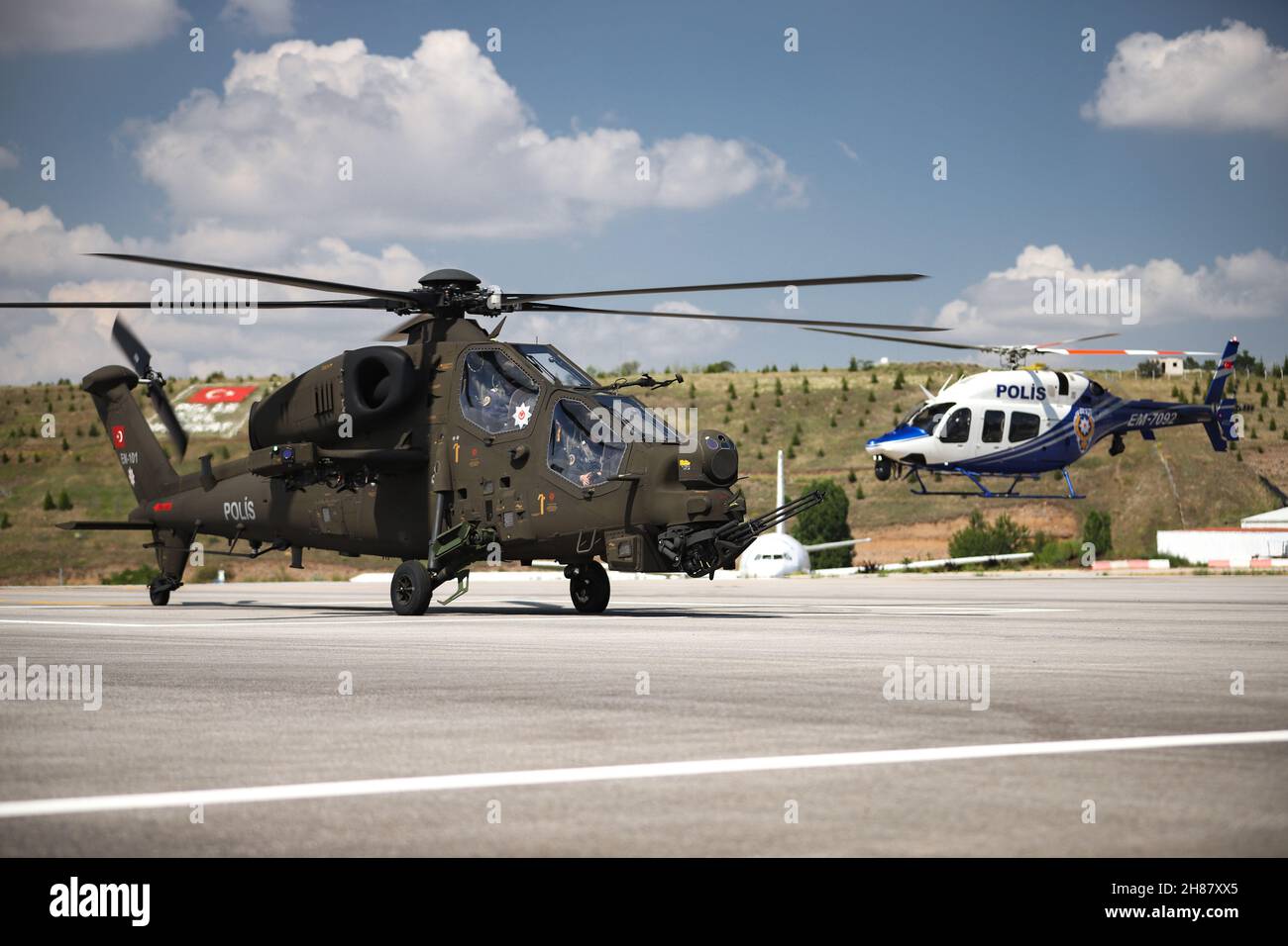 ANKARA, TURKEY - JUNE 26, 2021: Turkish Police Force Atak T-129 ...