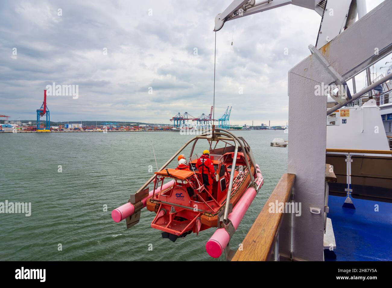 Göteborg, Gothenburg: rescue boat drill exercise at ferry Gothenburg ...
