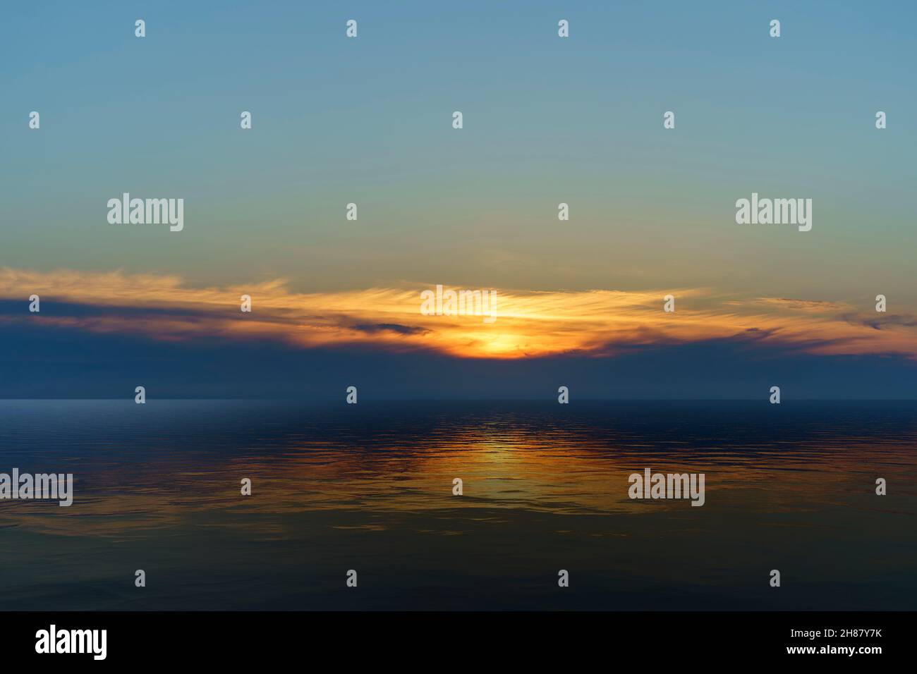 Beautiful background with sunset over the sea Stock Photo - Alamy