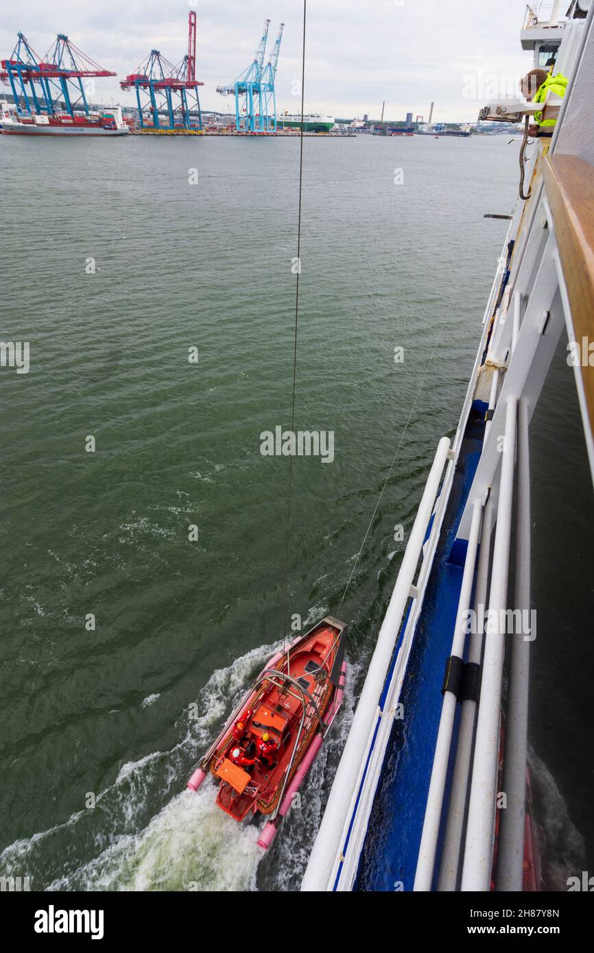 Göteborg, Gothenburg: rescue boat drill exercise at ferry Gothenburg ...
