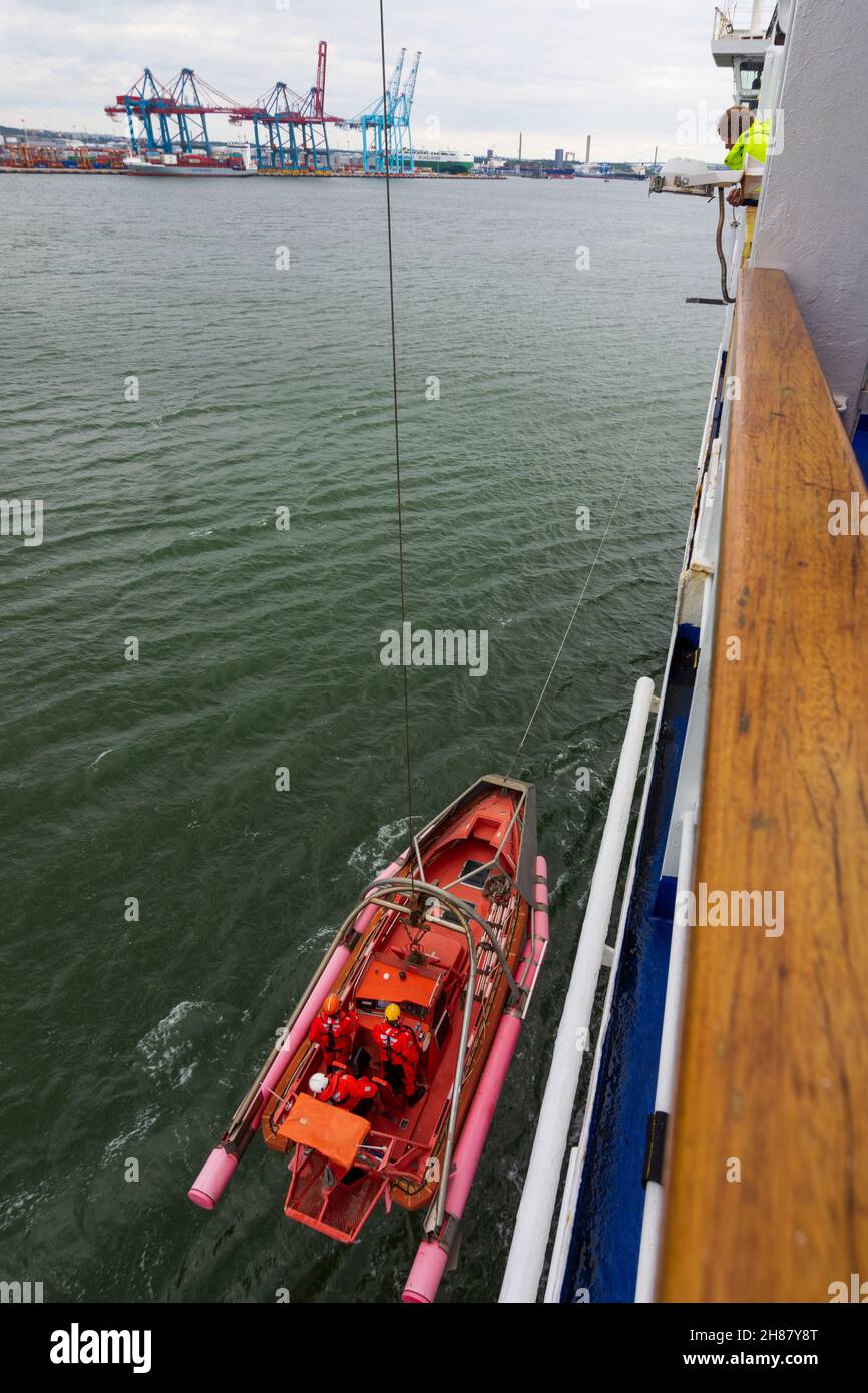Göteborg, Gothenburg: rescue boat drill exercise at ferry Gothenburg ...