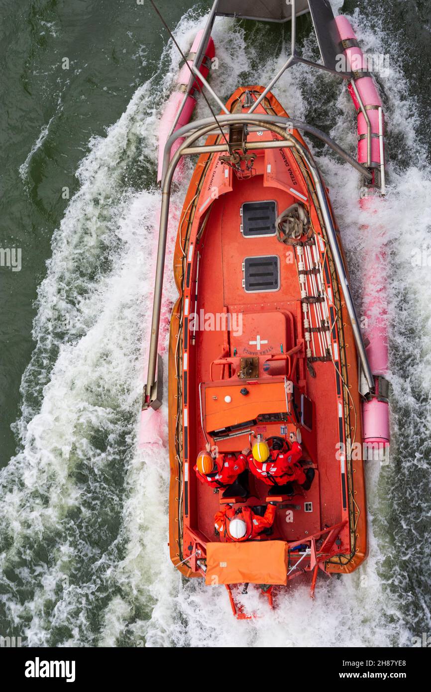 Göteborg, Gothenburg: rescue boat drill exercise at ferry Gothenburg ...