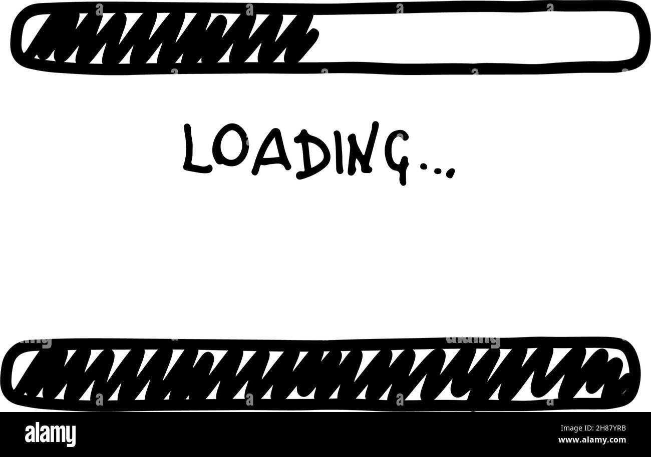 Loading bar doodle icon. Progress loading bar. Hand drawn sketch ...