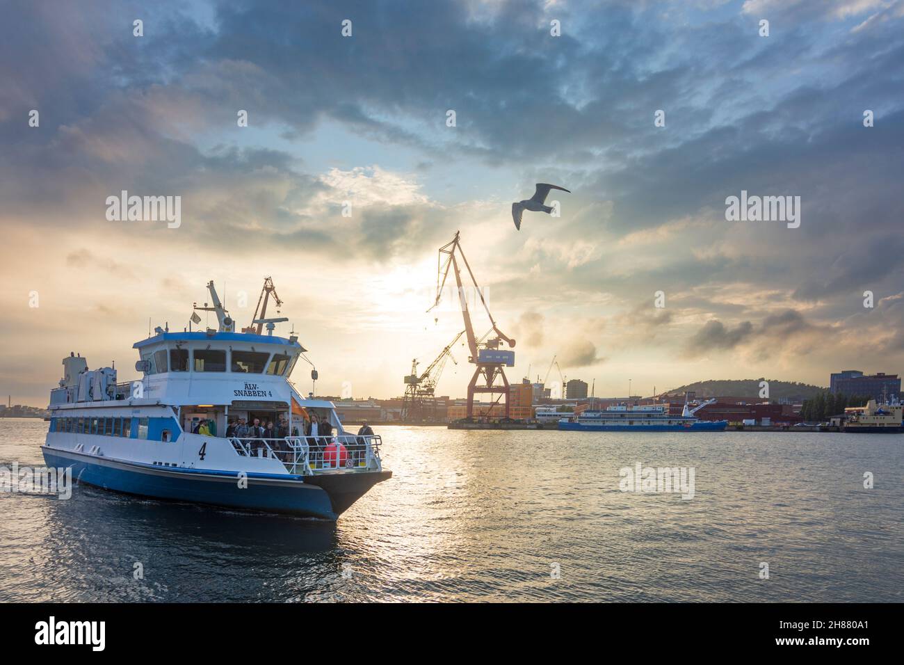 Göteborg, Gothenburg: ferry at Stenpiren ferry jetty, harbor in ...