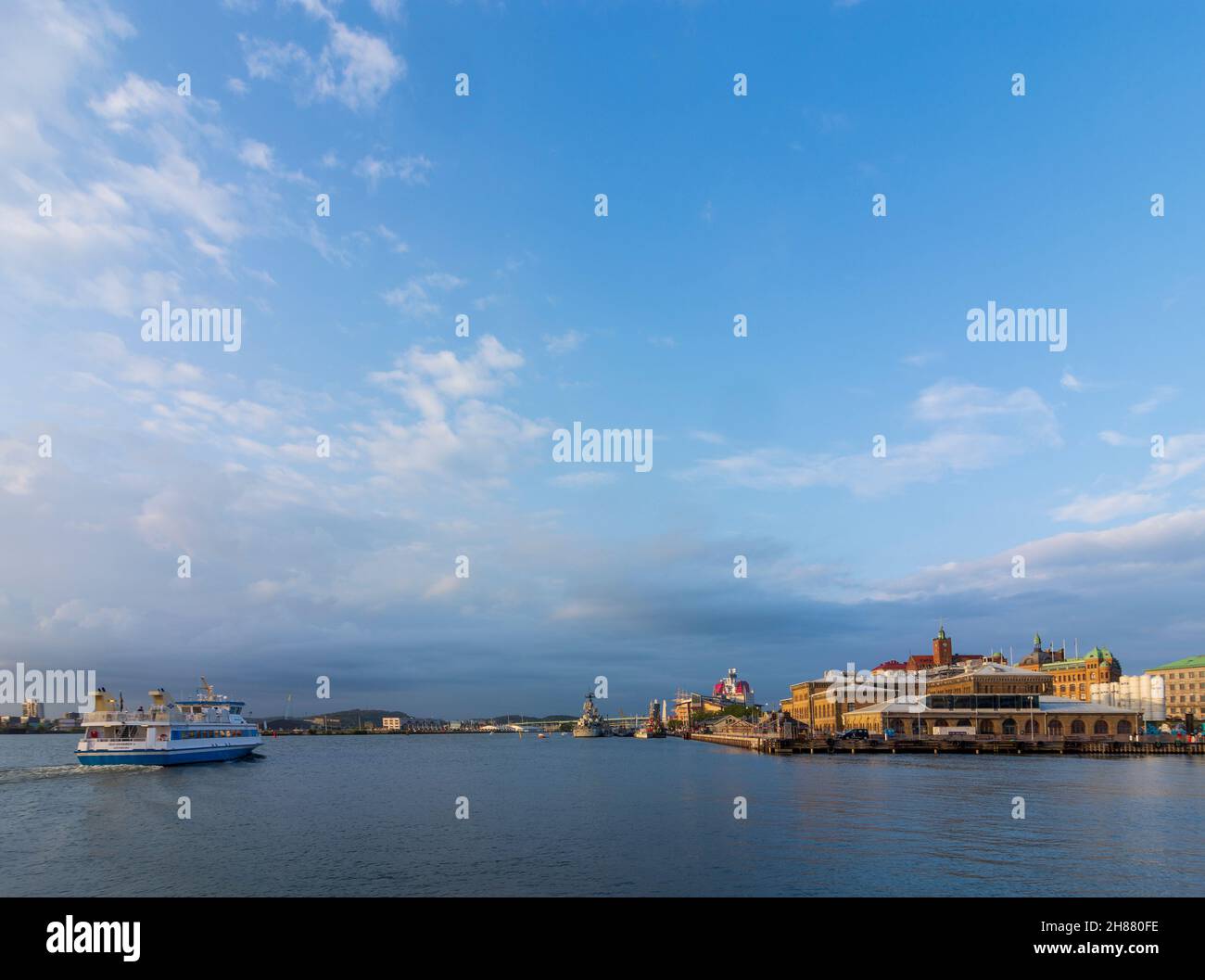 Göteborg, Gothenburg: ferry at Stenpiren ferry jetty, harbor, mouth of ...