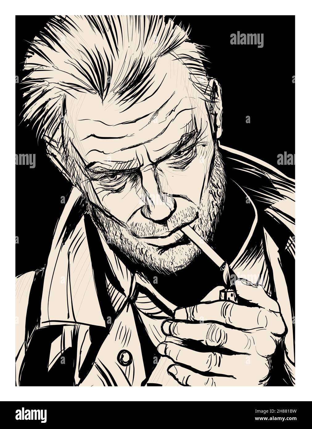 Hand cigarette drawing hi-res stock photography and images - Alamy