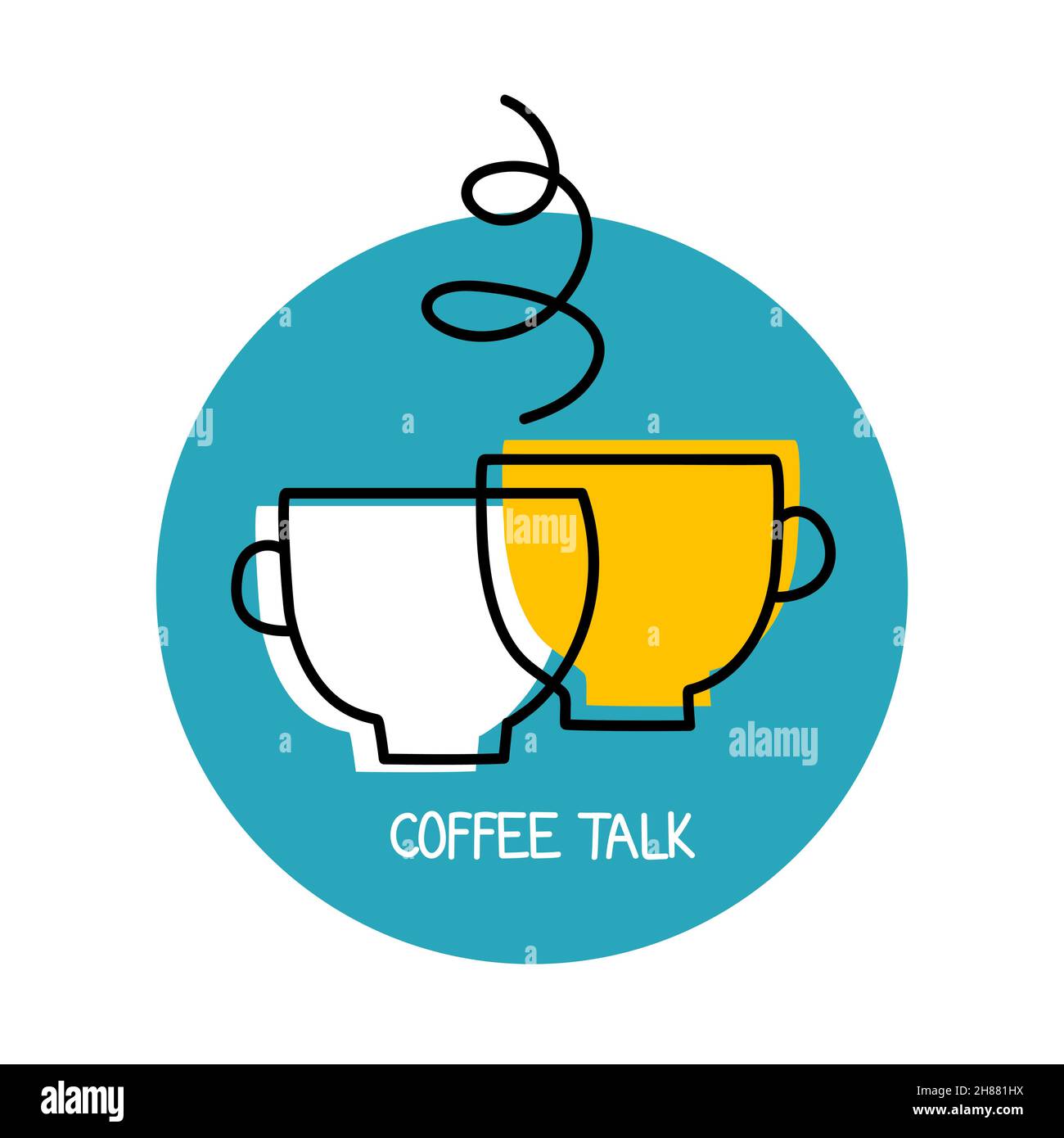 Coffee talk logo. Business meeting icon. Conversation over cup of tea ...