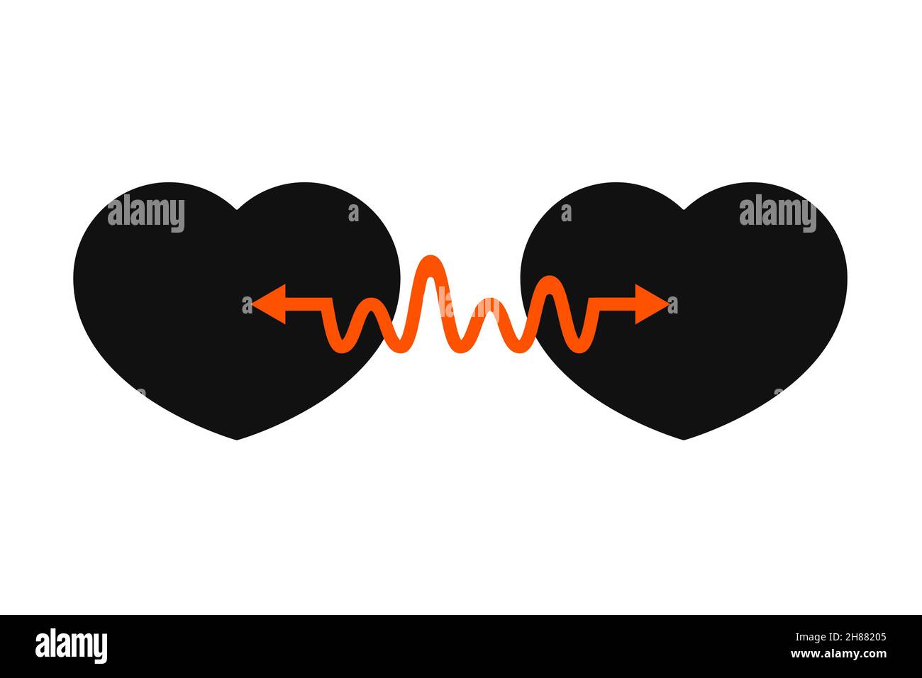 Two hearts connected by arrow. Love vector concept. Empathy ...
