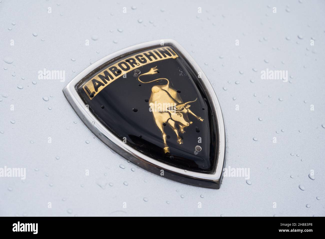 Close up detail of on a silver grey Lamborghini Countach LP400 classic ...