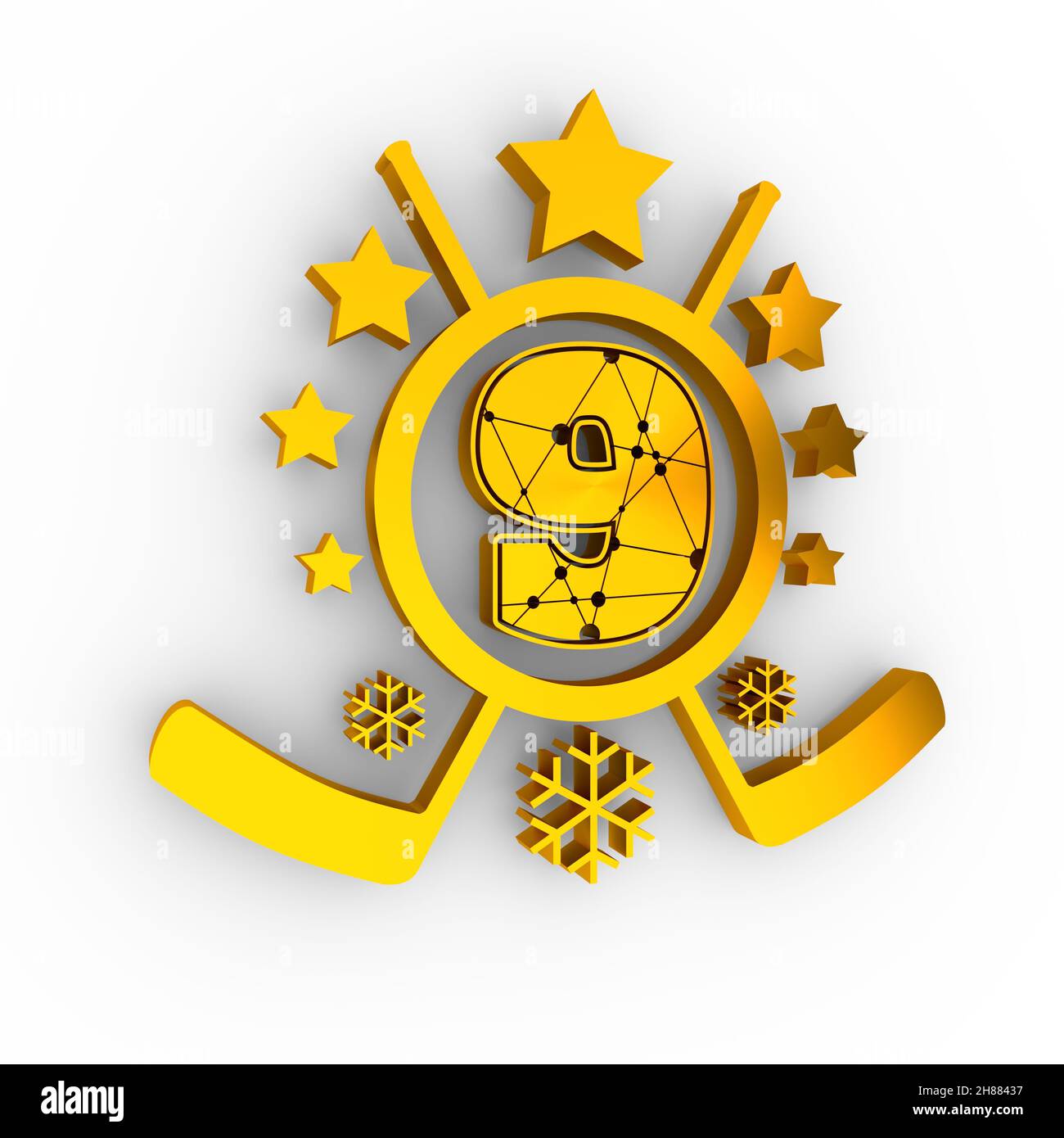 9 number illustration. Classic style sport team font. Golden material ...