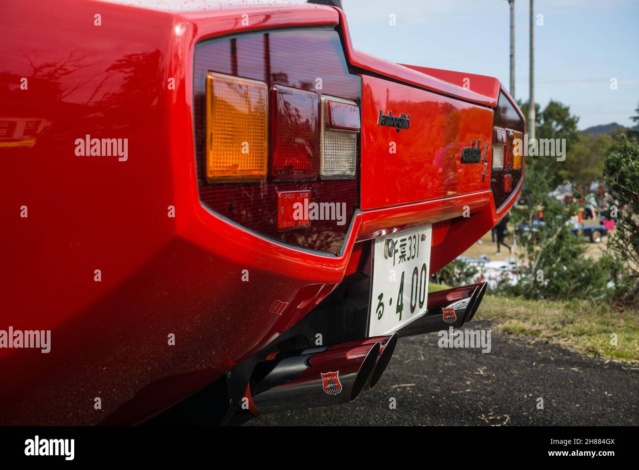 Close up detail of the rear light cluster on a red Lamborghini Countach ...