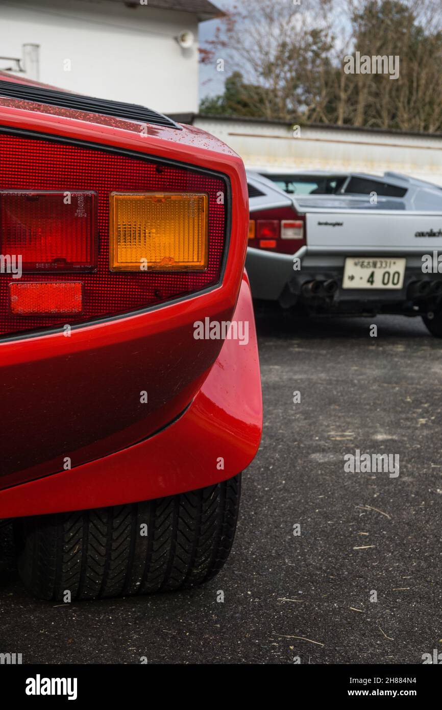 Close up detail of the rear light cluster on a red Lamborghini Countach ...