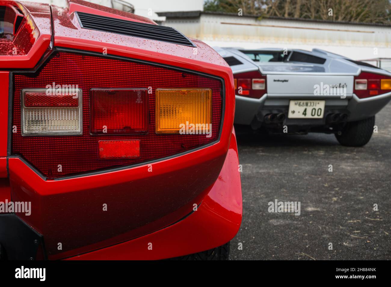 Close up detail of the rear light cluster on a red Lamborghini Countach ...