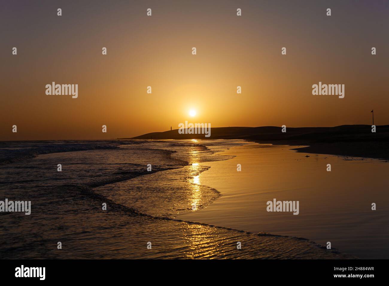 Sunset on the beach, Gran Canaria, Canary Islands, Spain Stock Photo ...
