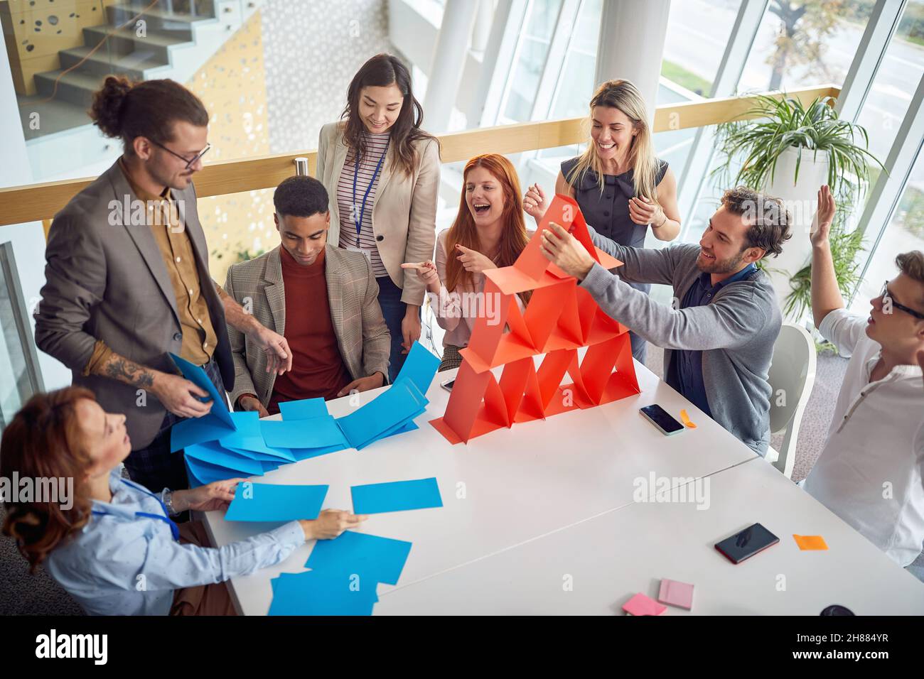 colleagues having fun on work and competition together Stock Photo - Alamy