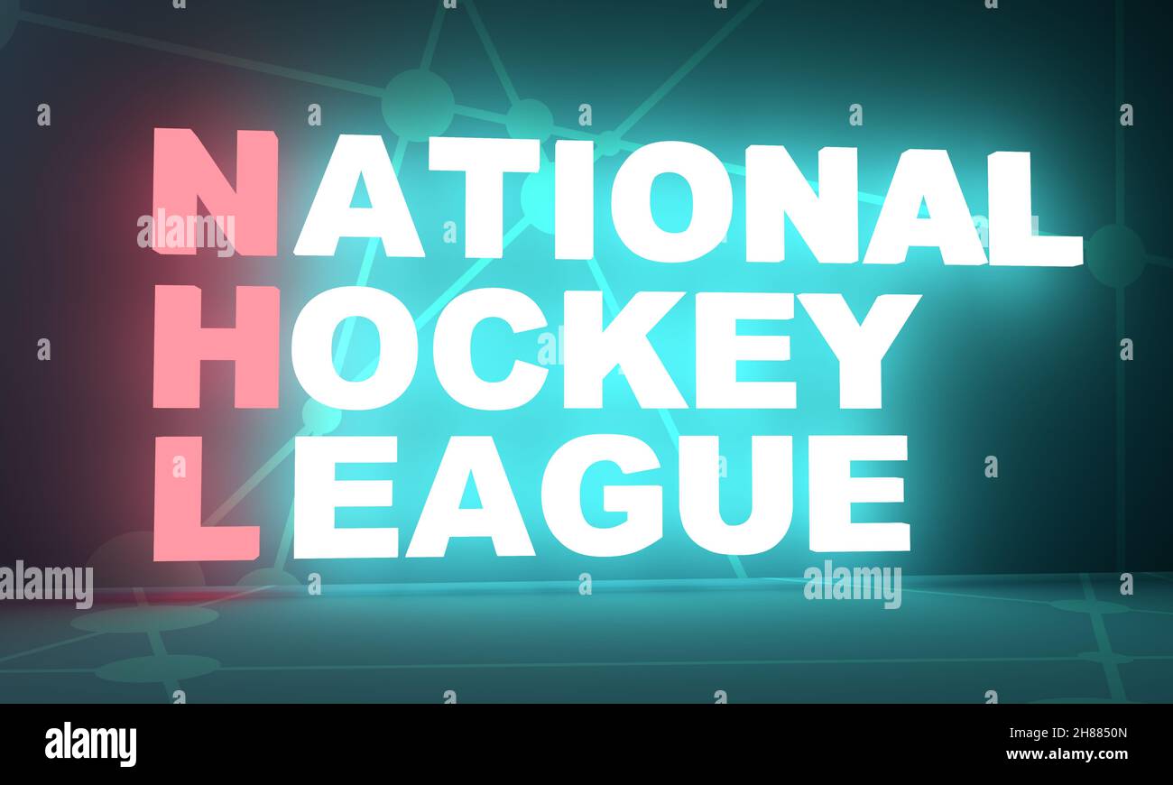 Acronym NHL - National Hockey League. Sport conceptual image. 3D ...